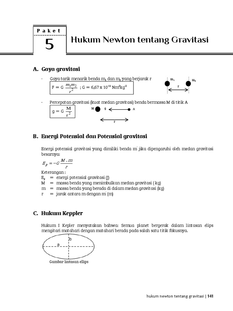 Modul FISIKA 12 SMA Paket 5. Hukum Newton Tentang Gravitasi (Layout) TA 20-21 | PDF | Sains ...