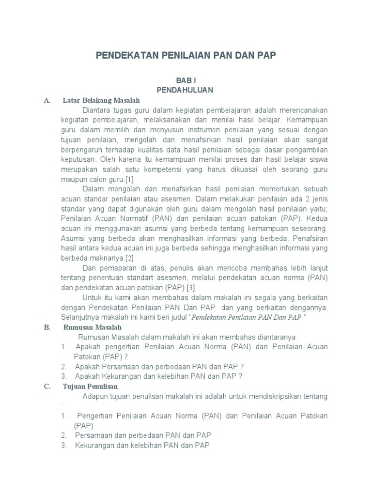 Pendekatan Penilaian Pan Dan Pap | PDF | Karier & Perkembangan | Bisnis