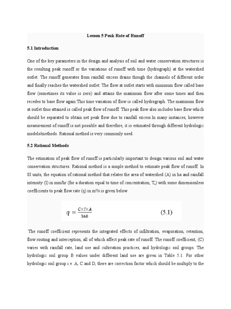 Peak Rate of Runoff | PDF | Drainage Basin | Surface Runoff