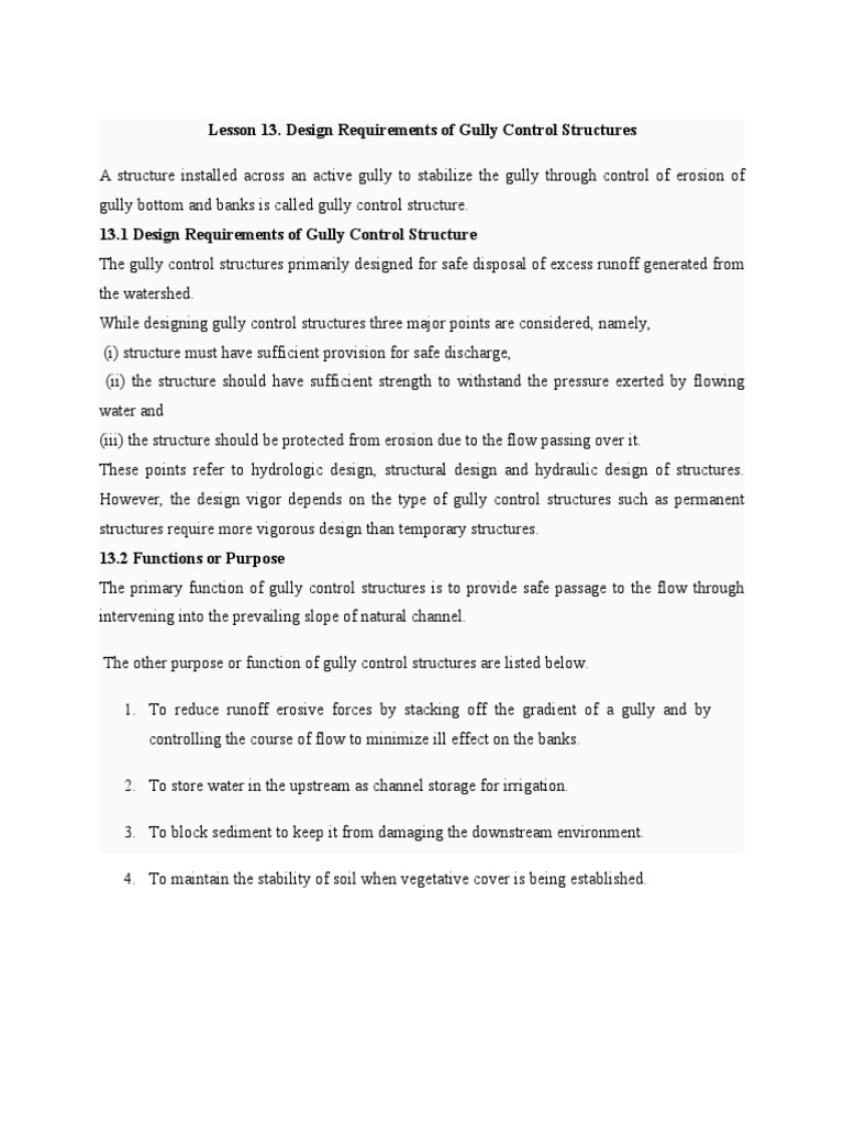 Design Requirements of Gully Control | PDF | Dam | Erosion