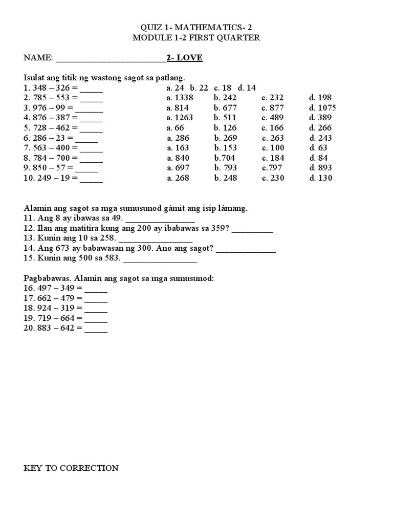 Test Q1-Math | PDF