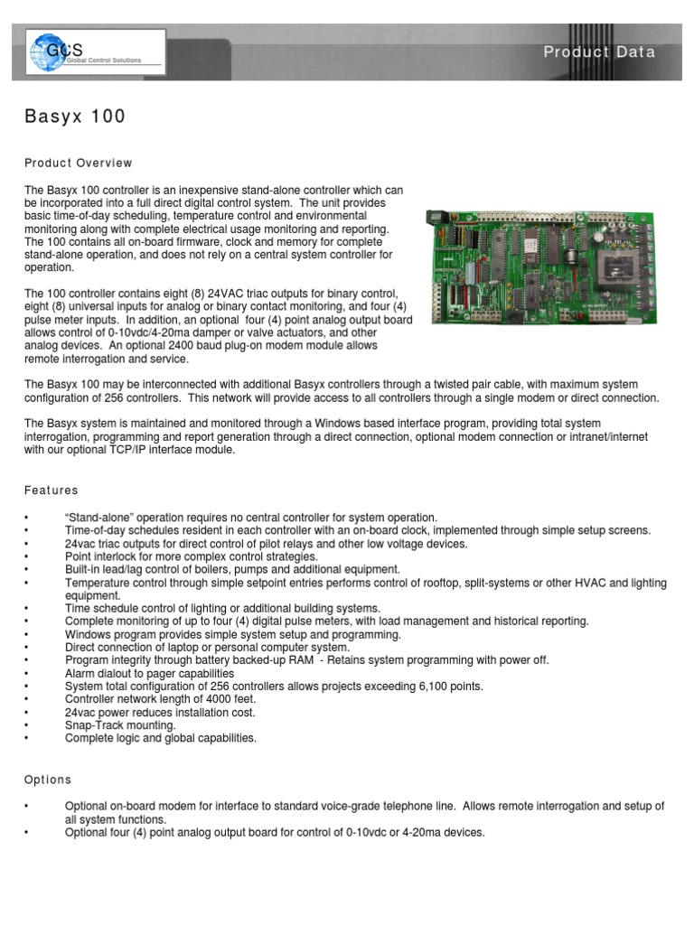 GCS Product Overview - Basyx 100 | PDF | Modem | Building Automation