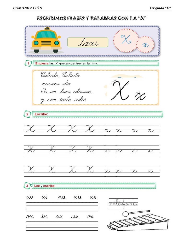 Actividades con la letra X para 1er grado | PDF