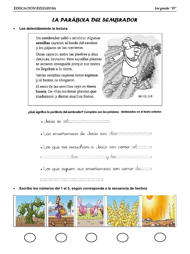 La Parábola Del Sembrador - Religión | PDF | Artes del Lenguaje y ...