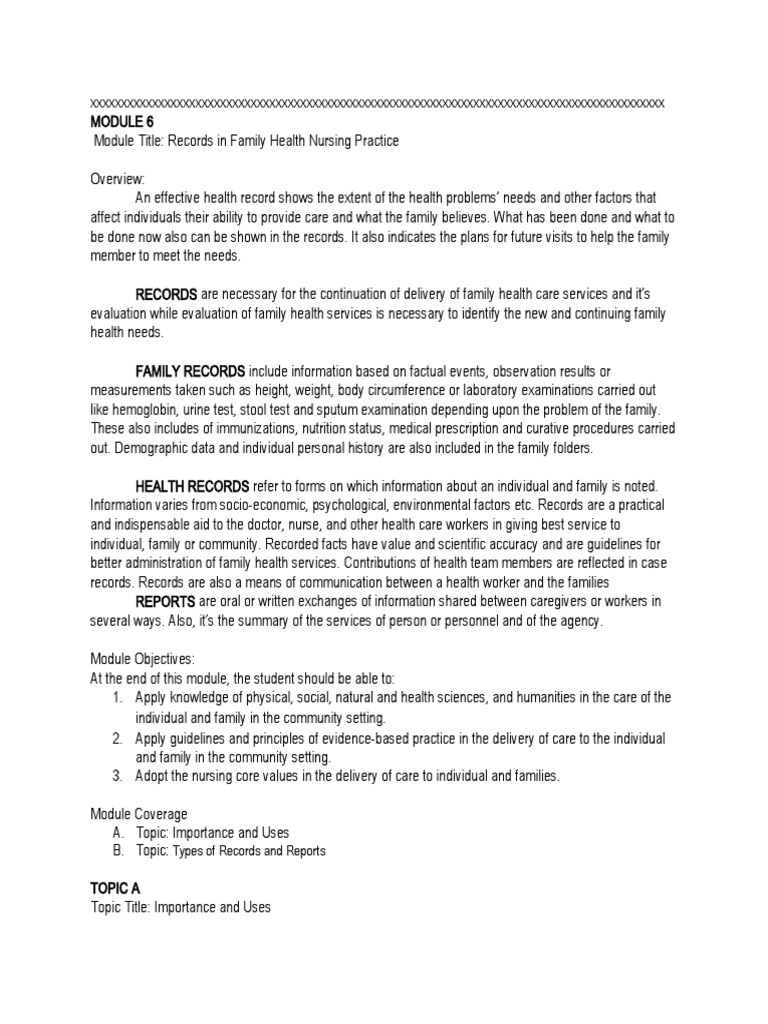 Module 6 - RECORDS AND REPORTS | PDF | Health Care | Nursing