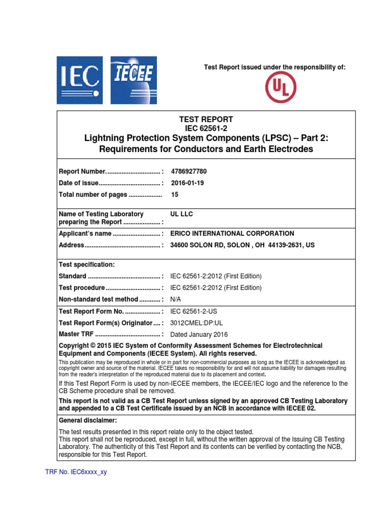 Ul Iec 62561 2 | PDF | Solid | Electrical Resistivity And Conductivity