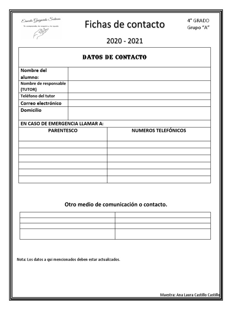 Datos de Contacto Alumnos | PDF