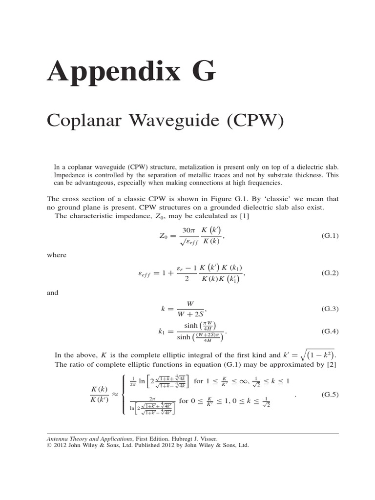 Appendix G: Coplanar Waveguide (CPW) | PDF | Waveguide | Antenna (Radio)