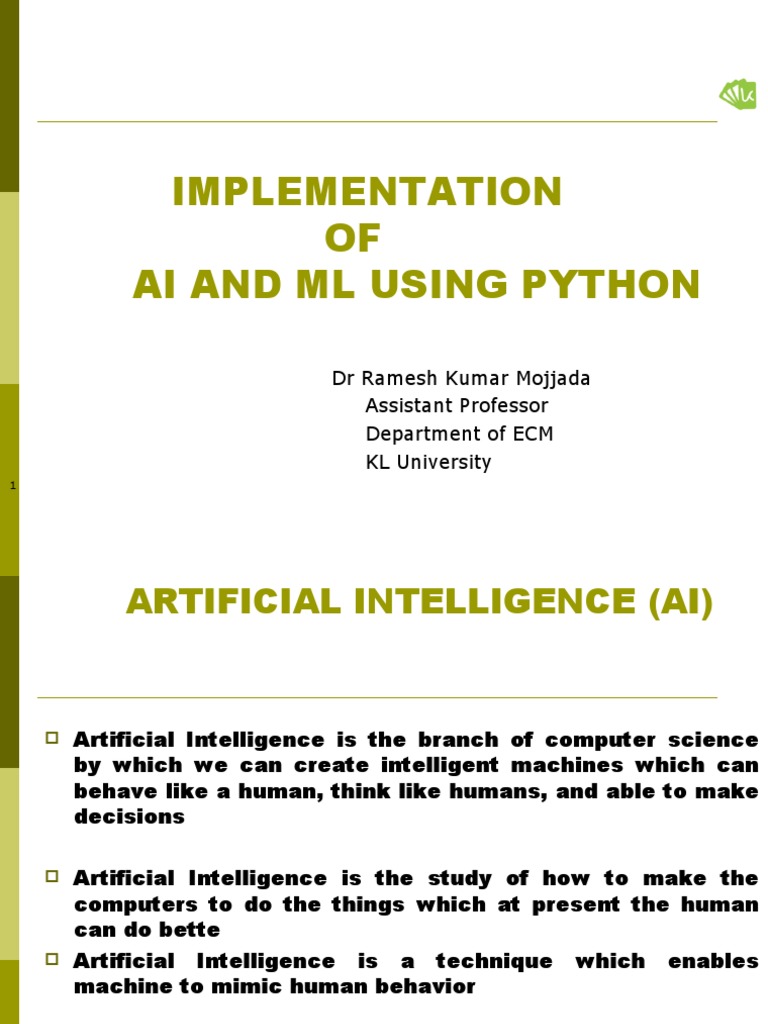 Artificial Intelligence & Machine Learning | PDF | Machine Learning ...