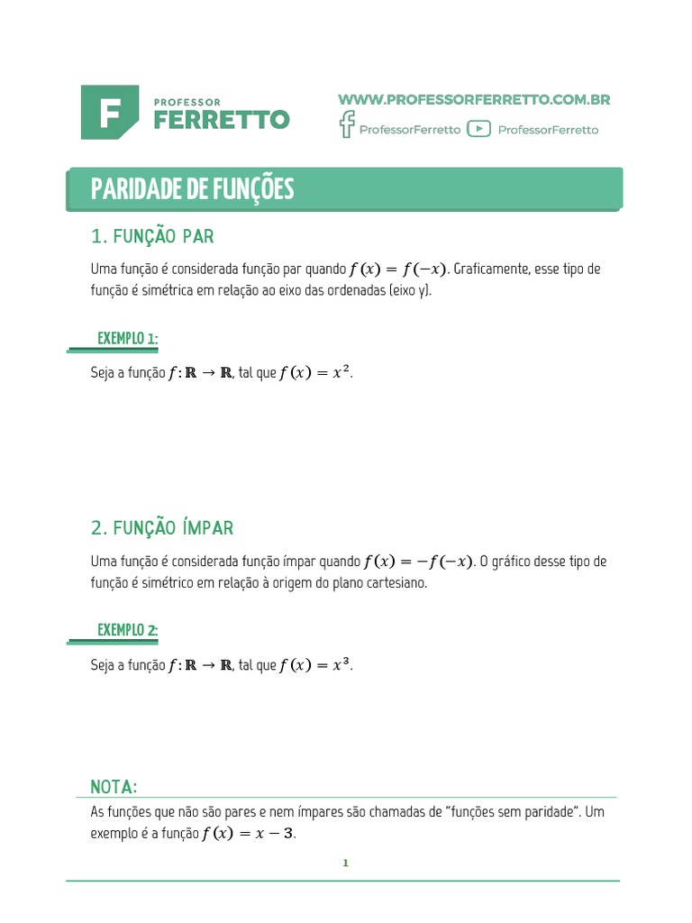 Paridade de Funções | PDF
