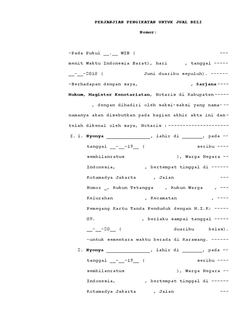 Contoh Akta PPJB - Tpa I | PDF