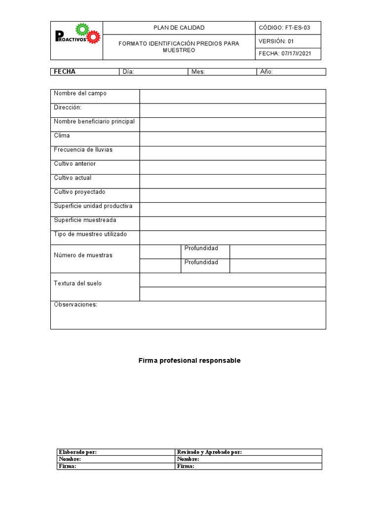 Ft-Es-03 Formato Identificacion de Muestras | PDF