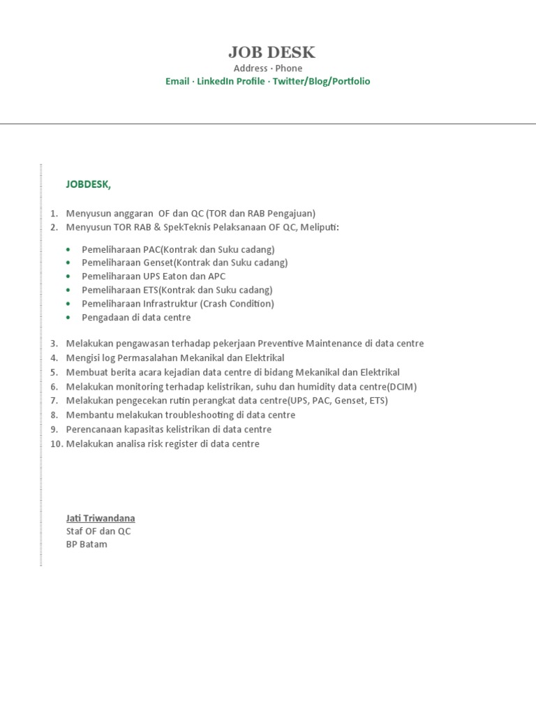 Job Desk Magang | PDF | Teknologi & Rekayasa