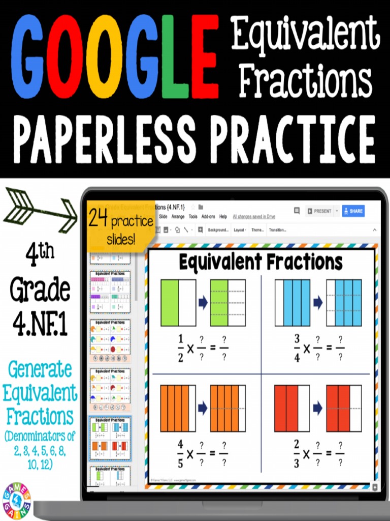 4 NF14 TH Grade Equivalent Fractions Digital Practice Preview | PDF ...