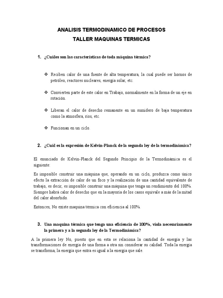Eficiencia de Máquinas Térmicas | PDF | Termodinámica | Calor