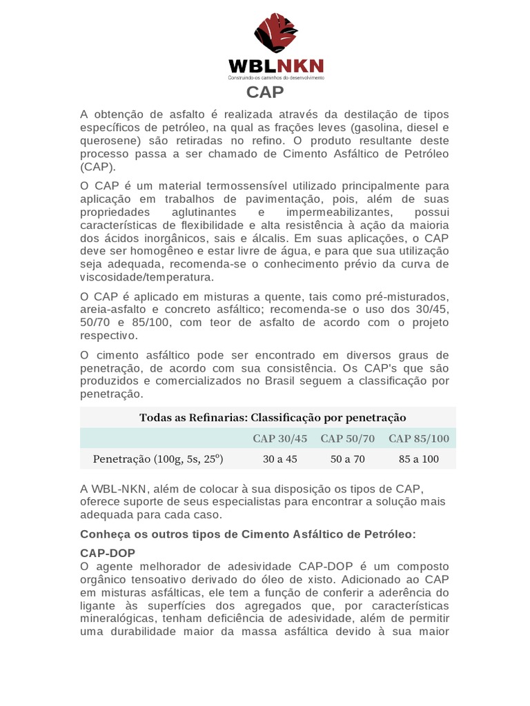 CAP - Cimento Asfáltico de Petróleo | PDF | Asfalto | Petróleo