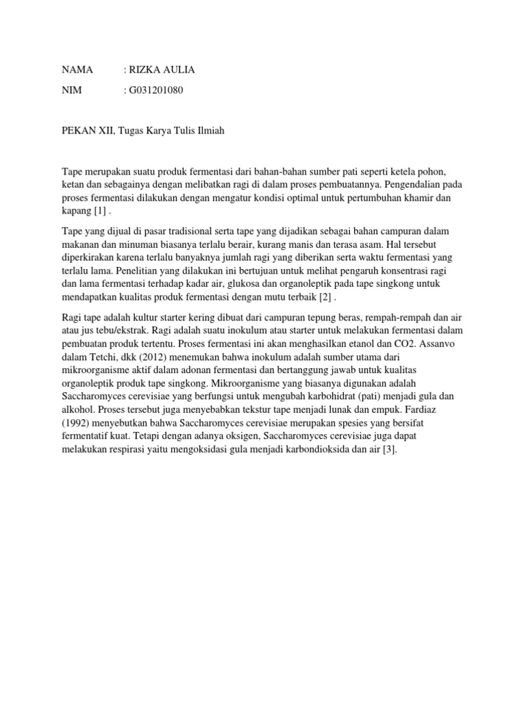 Pekan XII Tugas Karya Tulis Ilmiah - Rizka Aulia Nasir - G031201080 | PDF