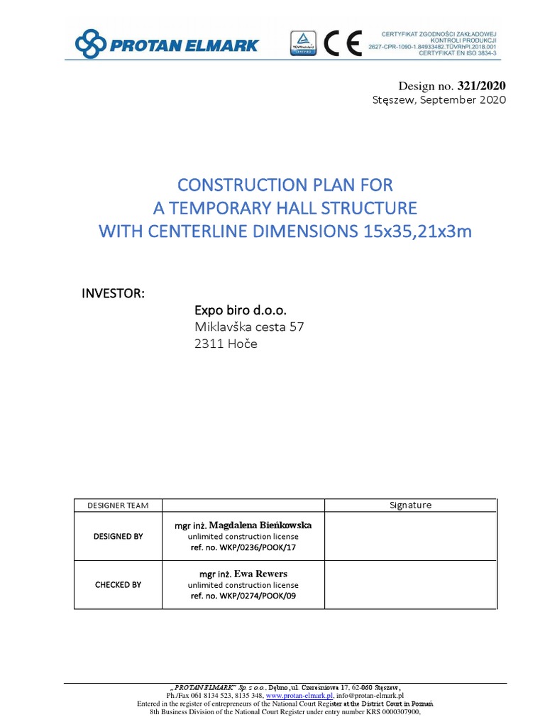 Temporary Hall Construction Plan | PDF | Roof | Screw