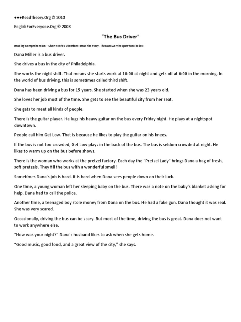 The Bus Driver - Text and Questions | PDF