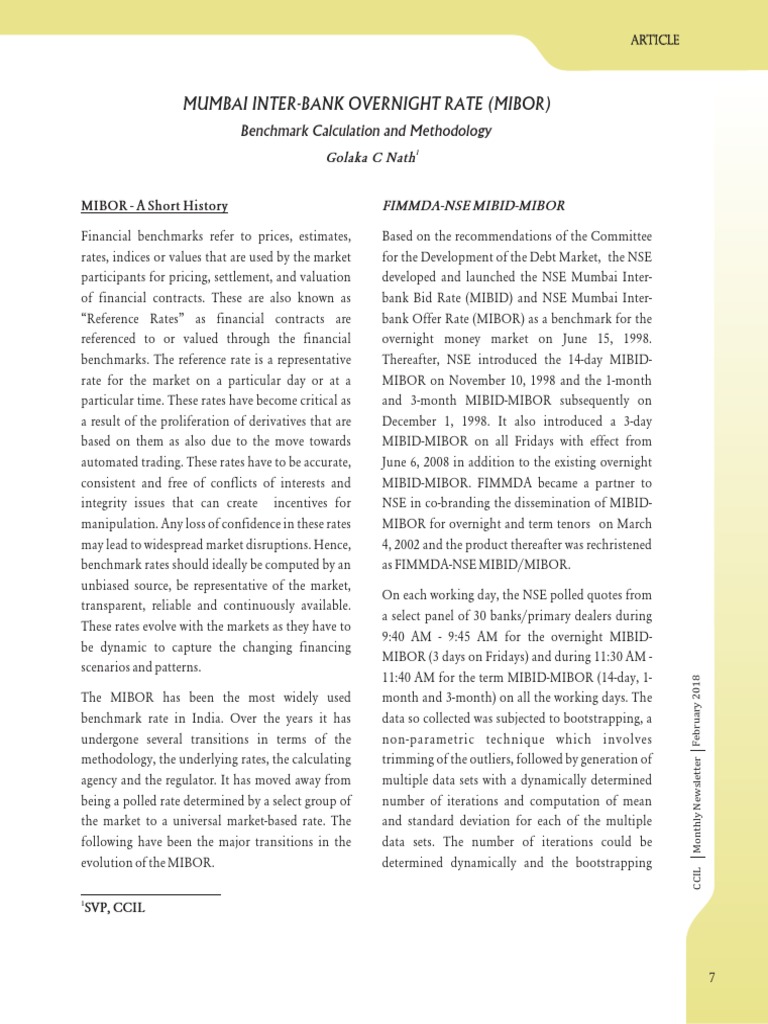 Mumbai Inter-Bank Overnight Rate (Mibor) : Benchmark Calculation and ...