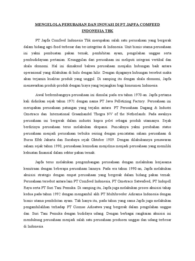 Inovasi & Ekspansi Japfa Comfeed | PDF | Teknologi & Rekayasa