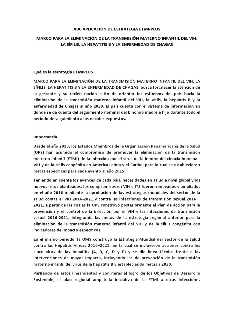 ABC Aplicación de Estrategia Etmi | PDF | Organización Panamericana de ...
