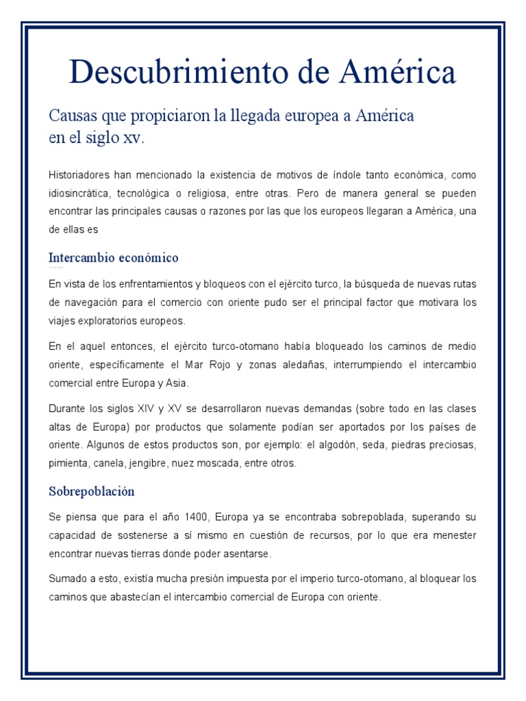 Causas y Viajes del Descubrimiento de América | PDF | Edad del ...