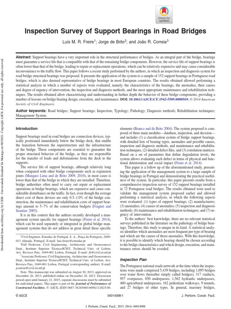 Inspection Survey of Support Bearings in Road Bridges: Luís M. R ...