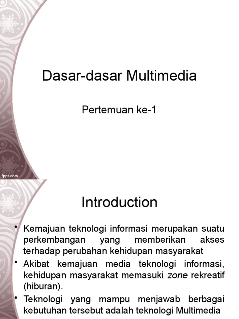 Dasar-Dasar Multimedia (Pertemuan Ke-1) | PDF | Komputer