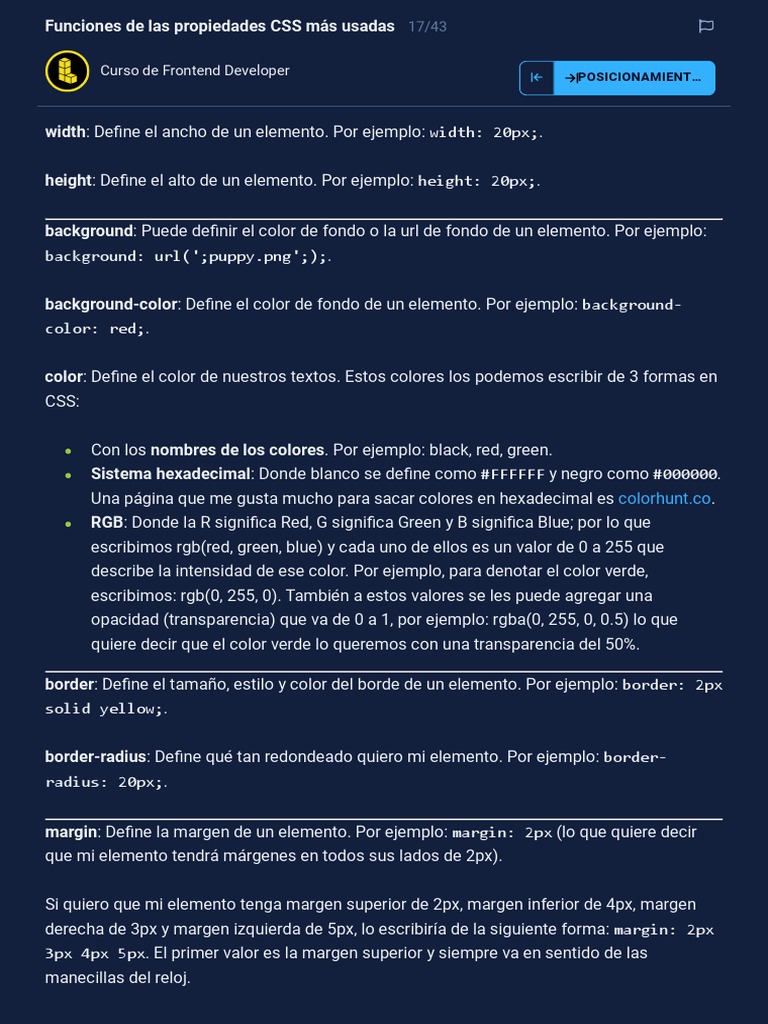 Funciones de Las Propiedades CSS Más Usadas | PDF | Color | Modelo de ...