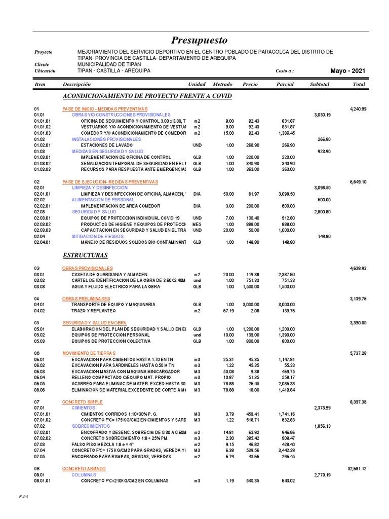 Presupuesto Consolidado | PDF | Ingeniería estructural | Ingeniero civil