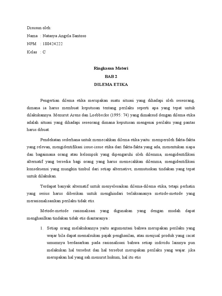 RMK Bab 2 Dilema Etika | PDF