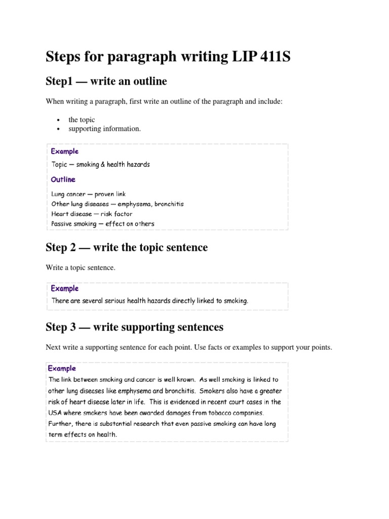 LIP411S - Steps For Paragraph Writing | PDF