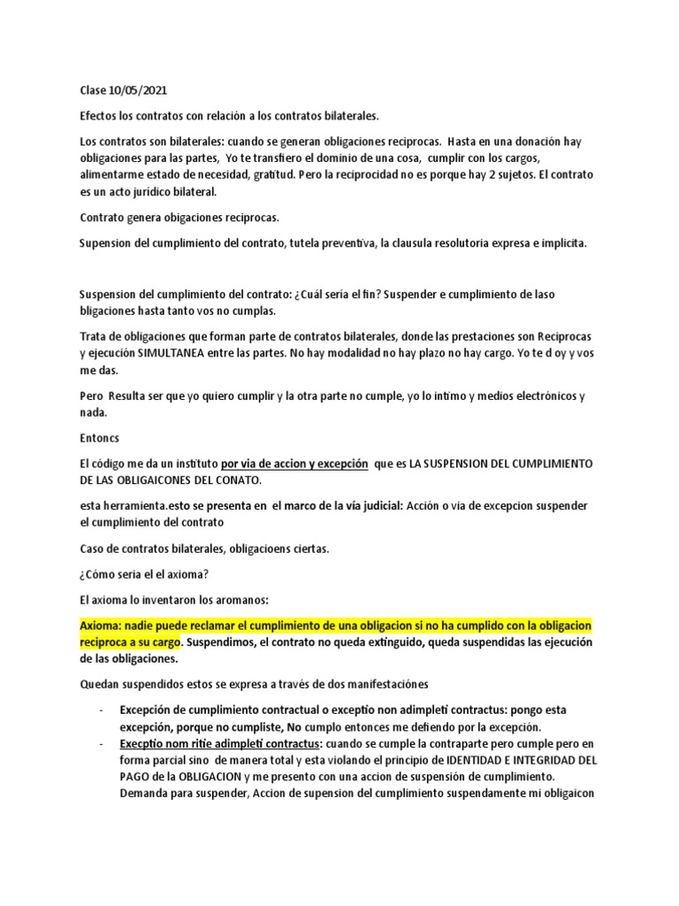 Clase 10 - TGC 10-05-2021 - Efectos de Los Contratos Bilaterales | PDF ...
