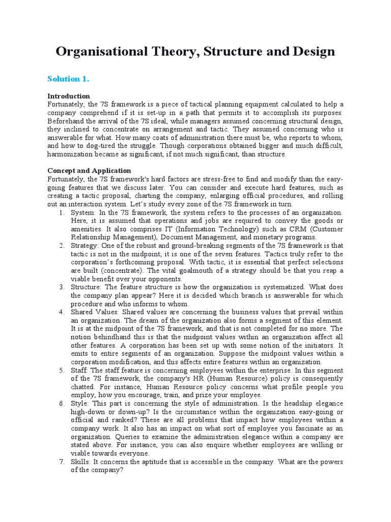Organisational Theory, Structure and Design | PDF | Human Resource ...
