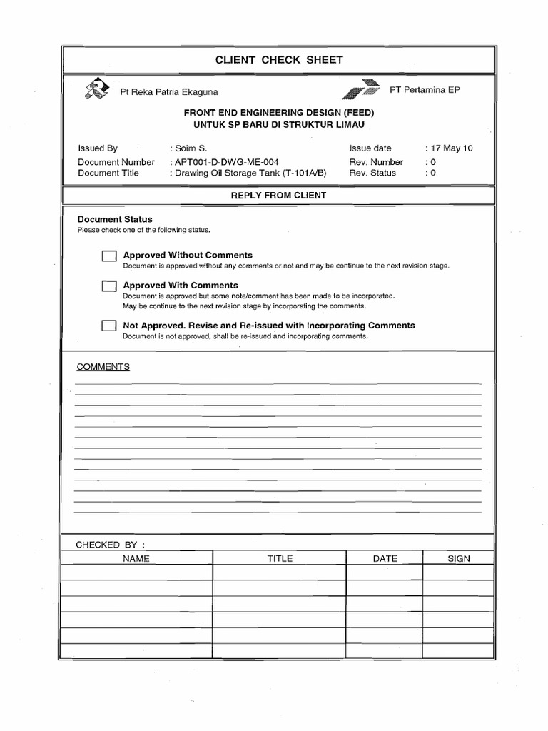APT001-DWG-ME-004 - Drawing Oil Storage Tank (T-101A-B) - 0 - IFB | PDF ...