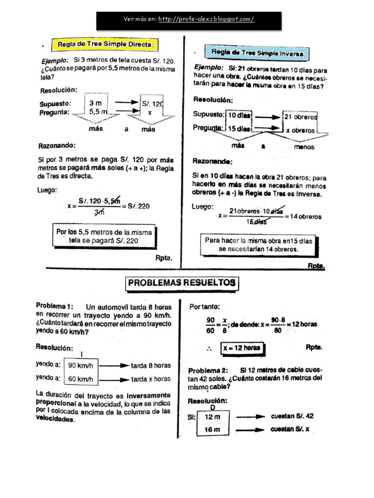 Regla Tres Simple Directa Inversa | PDF