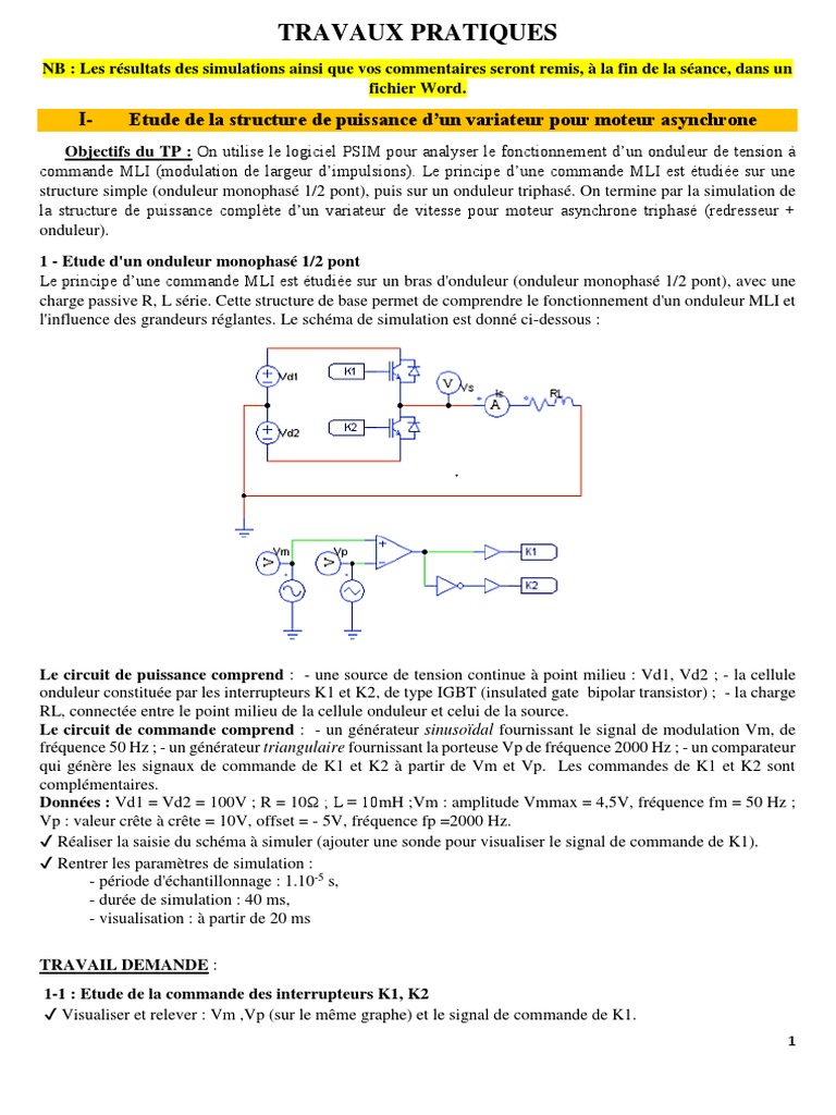 TP Electronique de Puisssance A Rendre | PDF | Onduleur | Électronique