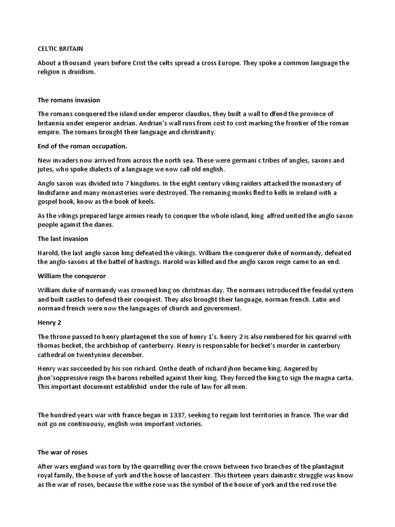 Celtic Britain | PDF | Anglo Saxons | William The Conqueror