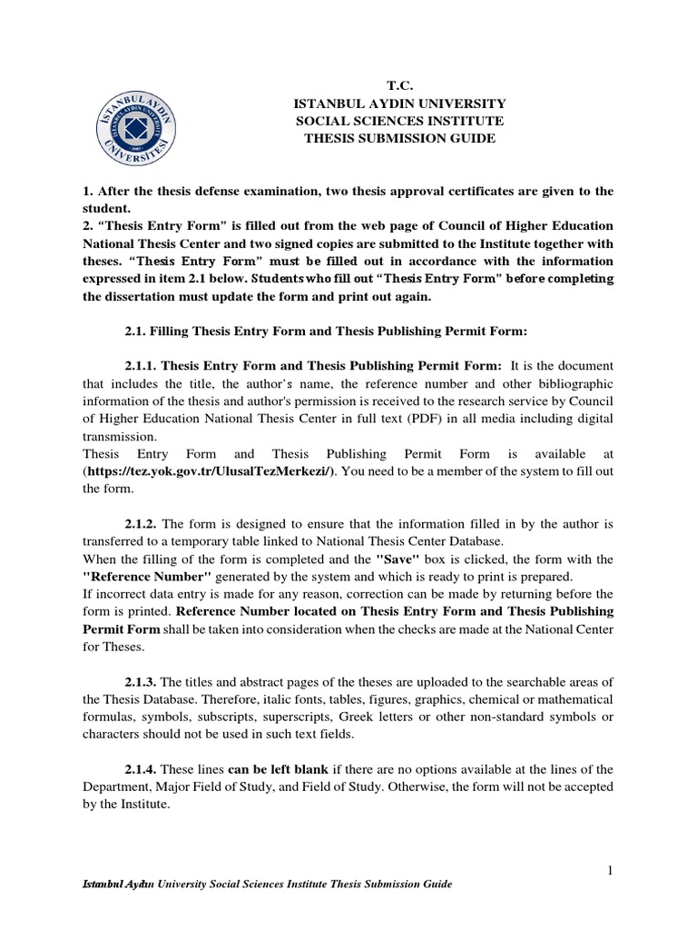 Thesis Submission Guide | PDF | Thesis | Search Engine Indexing