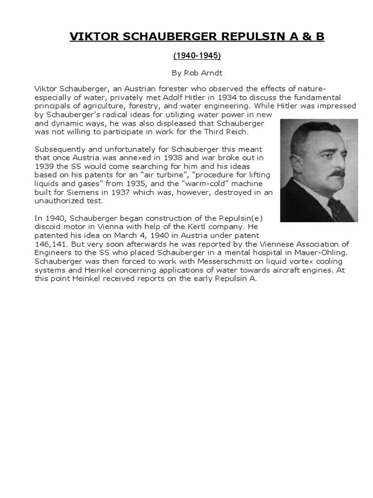 VIKTOR SCHAUBERGER REPULSIN A and B | PDF | Turbine | Vortices
