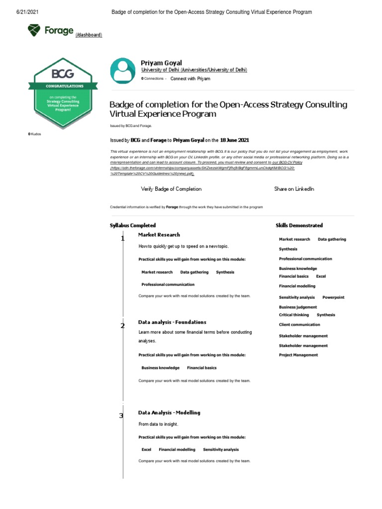 BCG Strategy Consulting Program Badge | PDF | Communication | Business