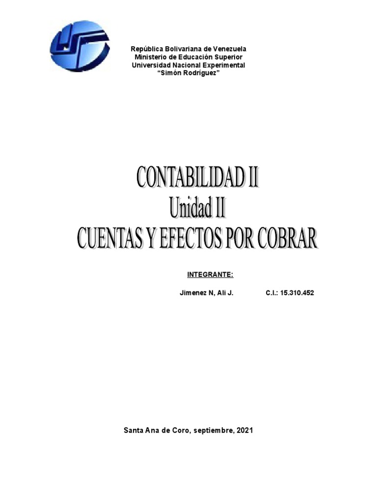 Unidad Ii Cuentas Y Efectos Por Cobrar Pdf Bancos Contabilidad