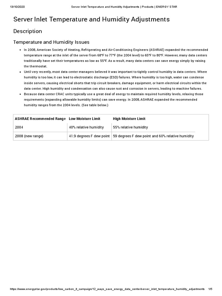 Server Inlet Temperature and Humidity Adjustments - Products - ENERGY ...