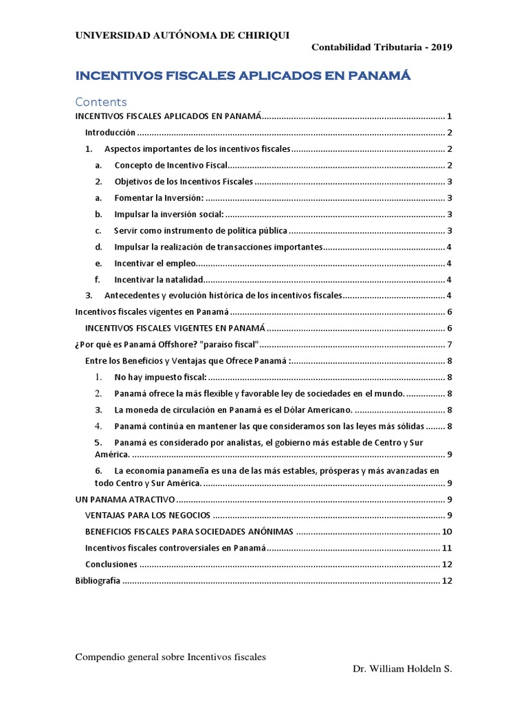 Regimen de Incentivos Tributarios en Panama | PDF | Subvención | Impuestos