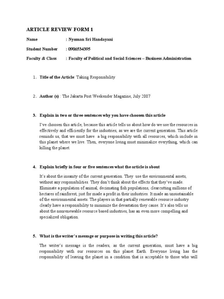 Article Review Form1 | PDF | Mars | Life