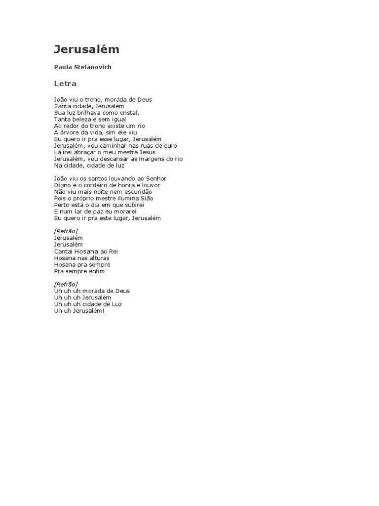 Jerusalém LETRA | PDF
