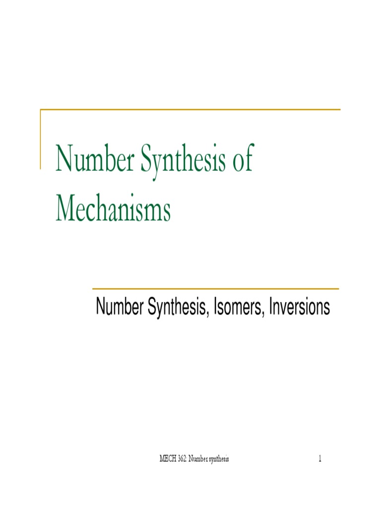 Number Synthesis of Mechanisms | PDF | Kinematics | Mechanical Engineering