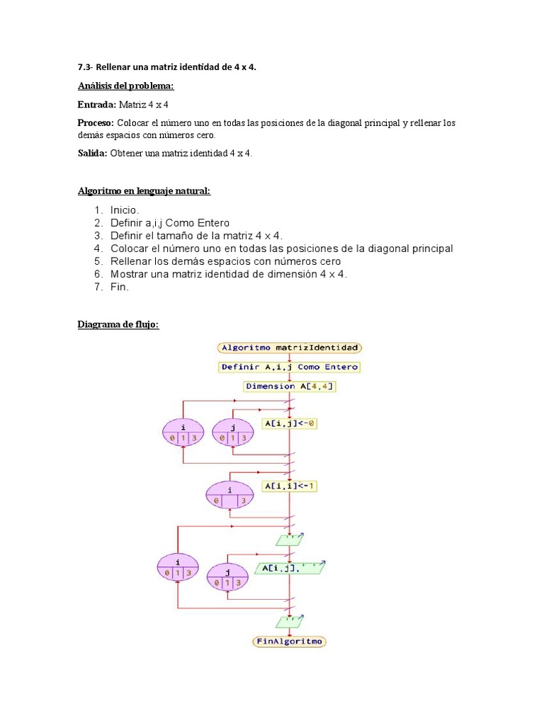 Rellenar matriz identidad 4x4 | PDF | Algoritmos | Matriz (Matemáticas)