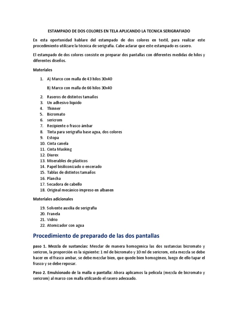 Estampado Serigrafía Dos Colores | PDF | Procesos industriales | Impresión